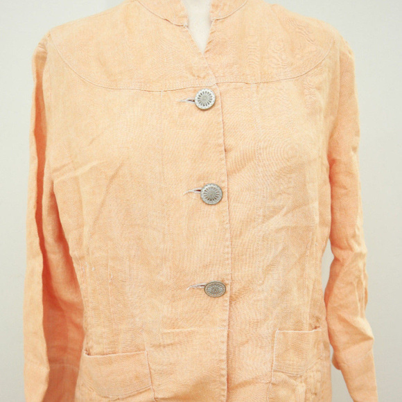 Chico's | Jackets & Coats | Linen Peach 3 Button Light Weight Blazer ...